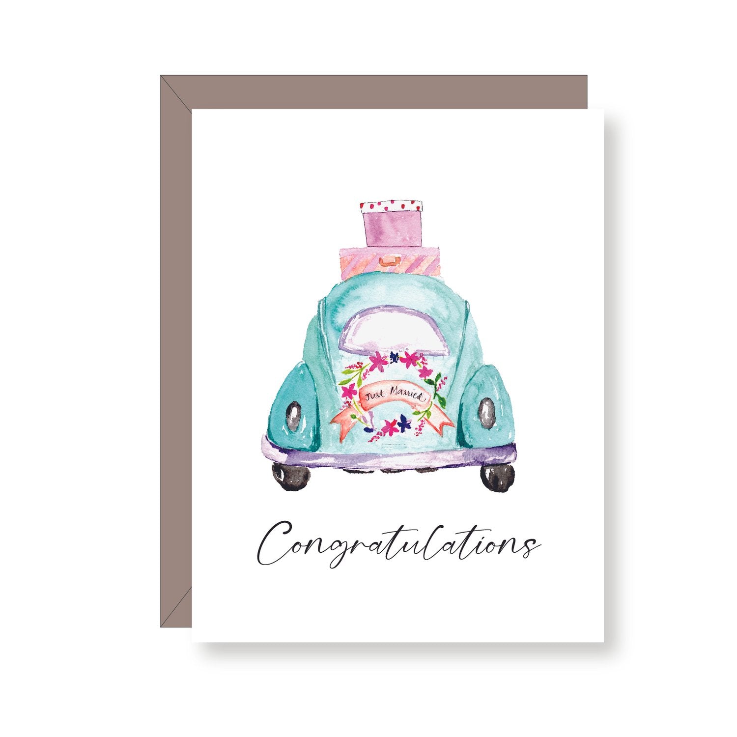 Just Married Wedding Congratulations Car Greeting Card – The Fourth